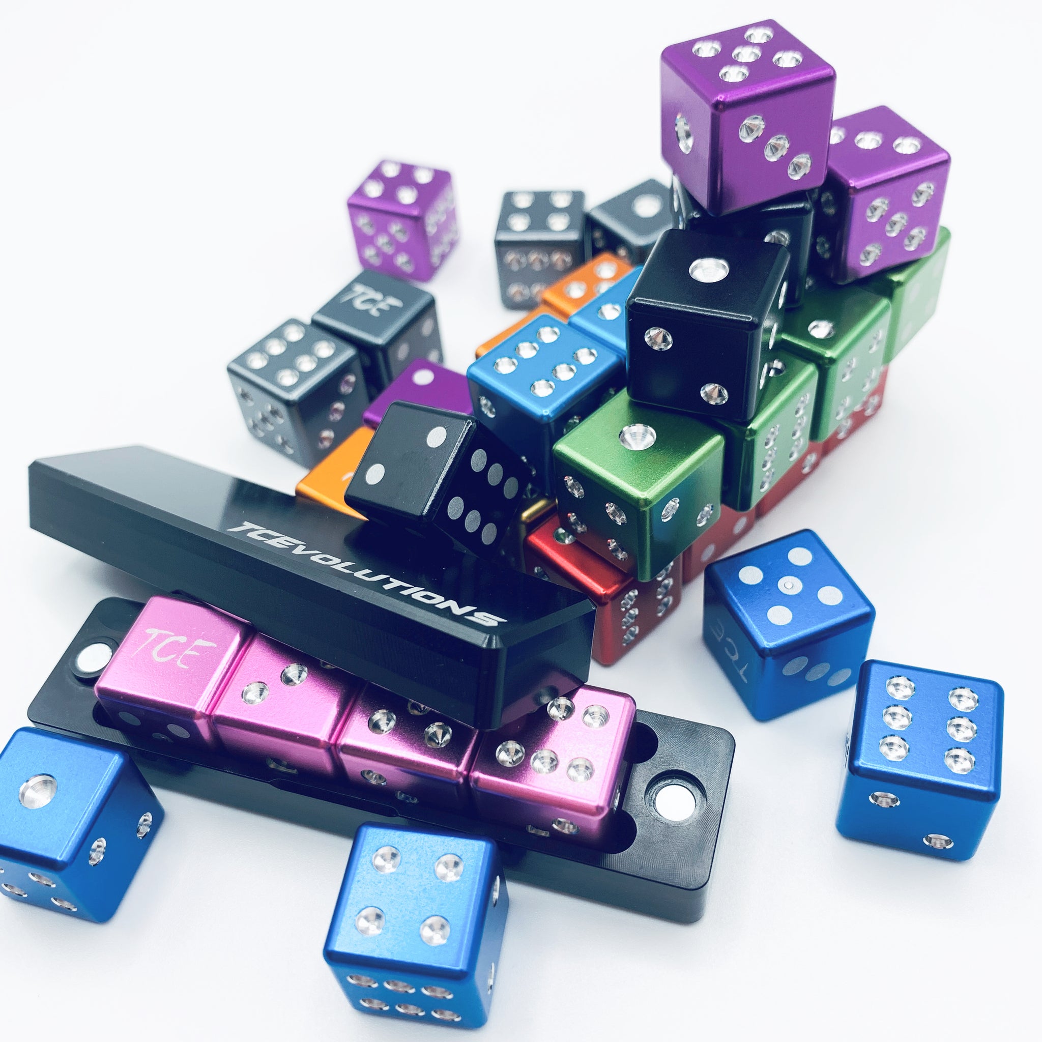 Machine Drilled D6 Dice Set with Case Metal Damage Counter Marker Dice ...